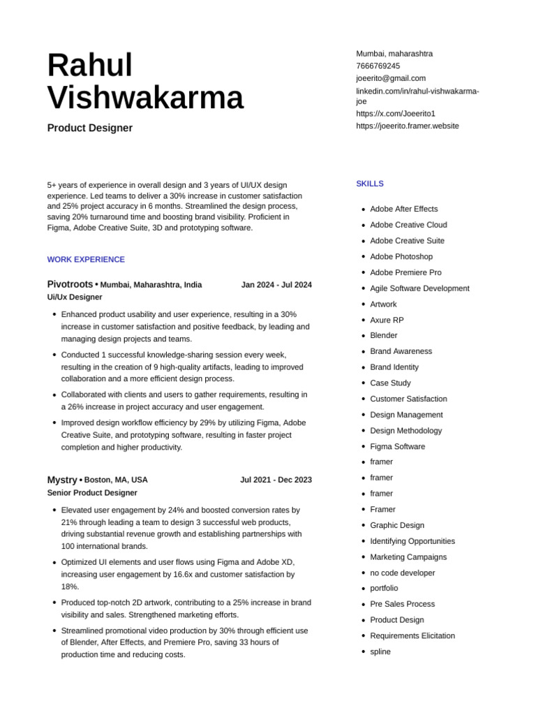 Rahul Vishwakarma - Product Designer - Updated | PDF | Adobe Creative ...