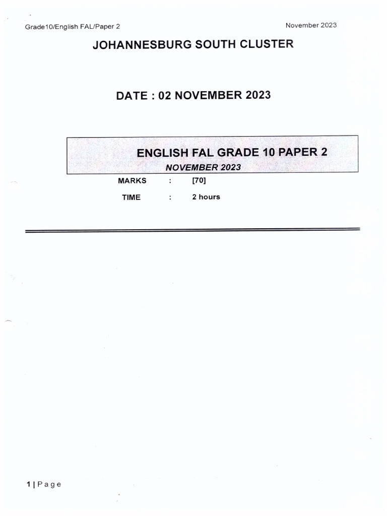 English Fal Grade 11 | PDF