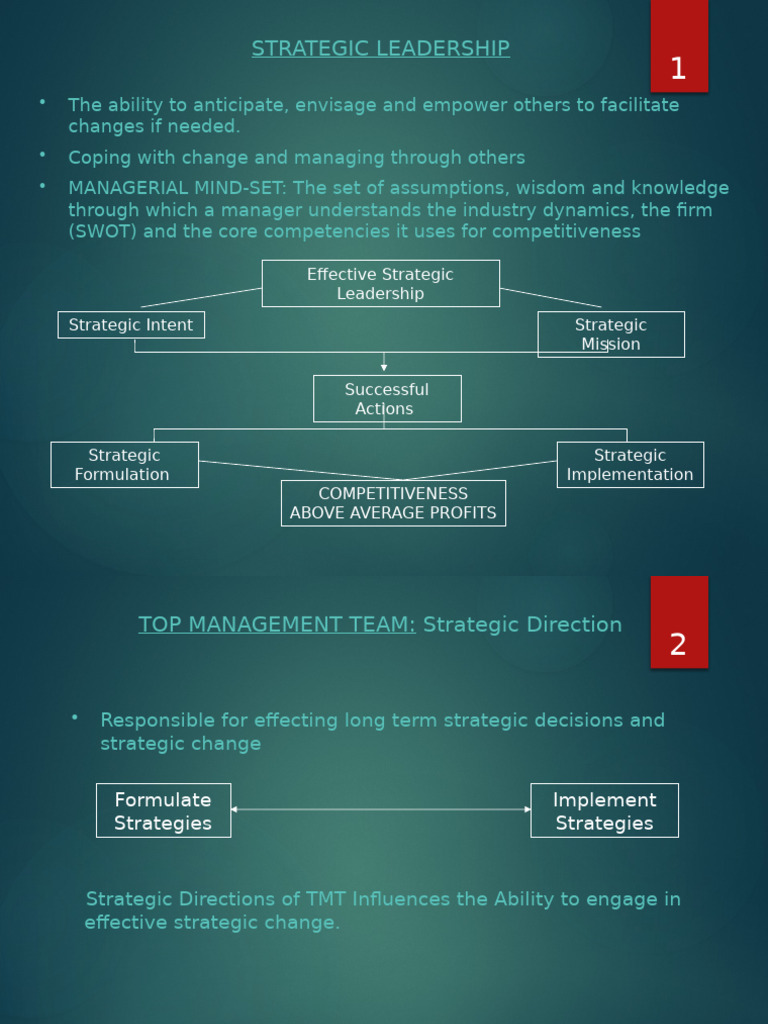 Strategic Leadership | PDF | Swot Analysis | Strategic Leadership