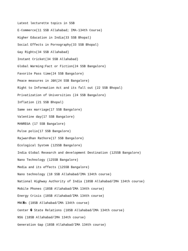 New Lecturette Topics 2020 | PDF