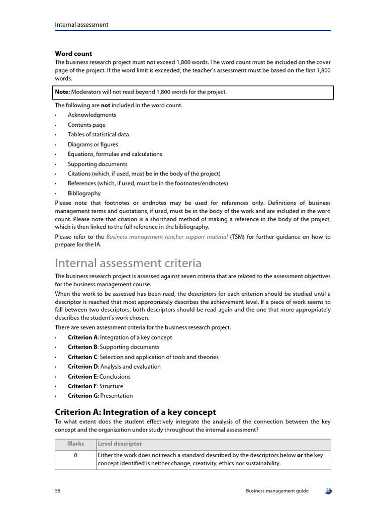 BM IA Assessment Criterion | PDF | Evaluation | Concept
