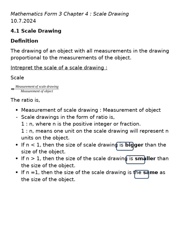 Mathematics Form 3 - Chapter 4 Scale Drawing | PDF | Ratio | Length
