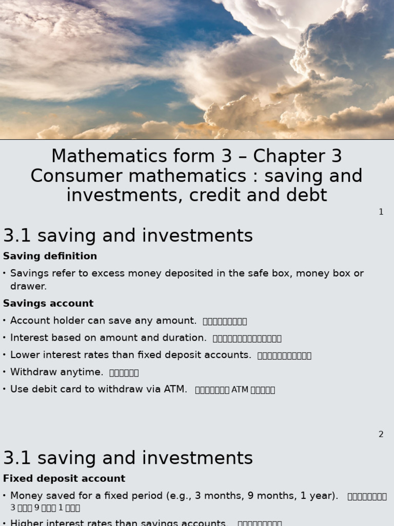 Mathematics Form 3 - Chapter 3 Consumer Mathematics | PDF | Credit Card ...
