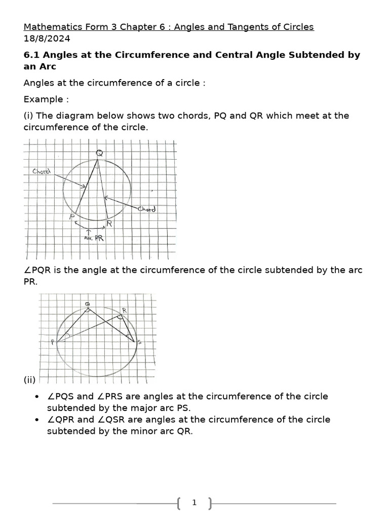 Mathematics Form 3 - Chapter 6 Angles and Tangents of Circles | PDF ...