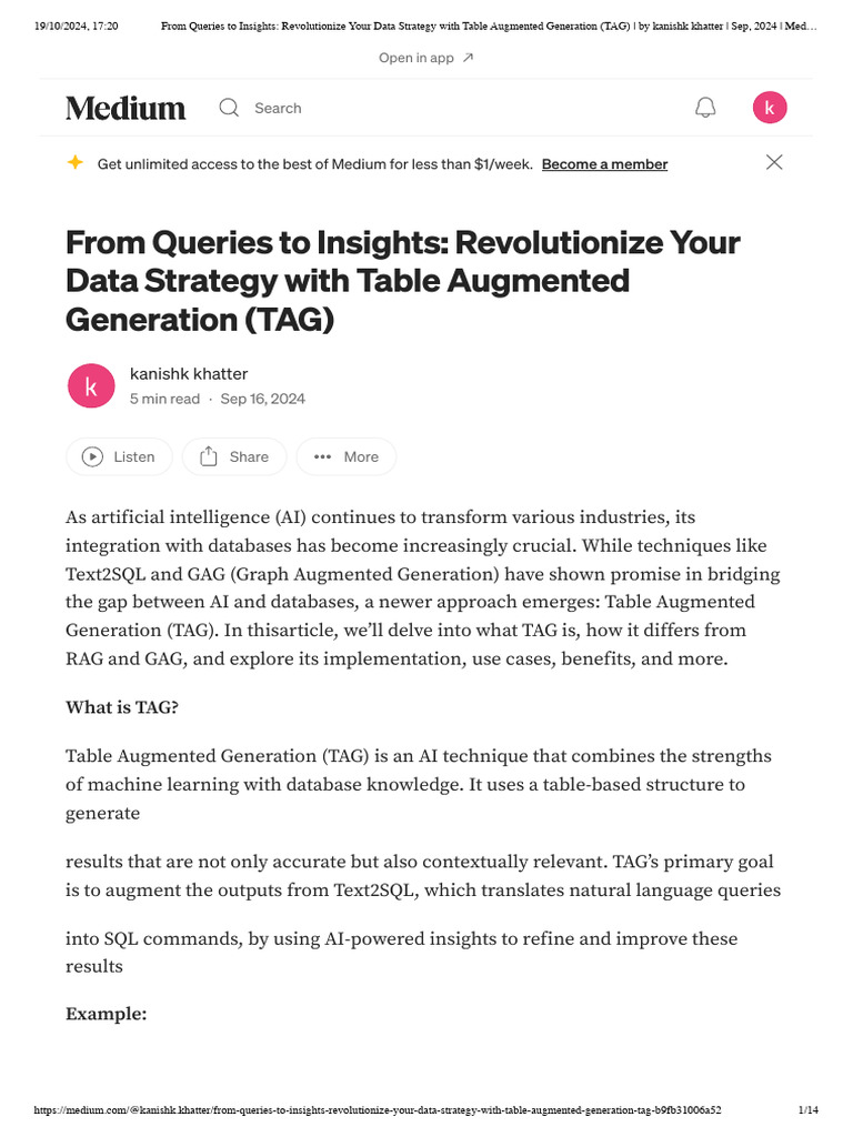 From Queries To Insights - Revolutionize Your Data Strategy With Table Augmented Generation (TAG ...