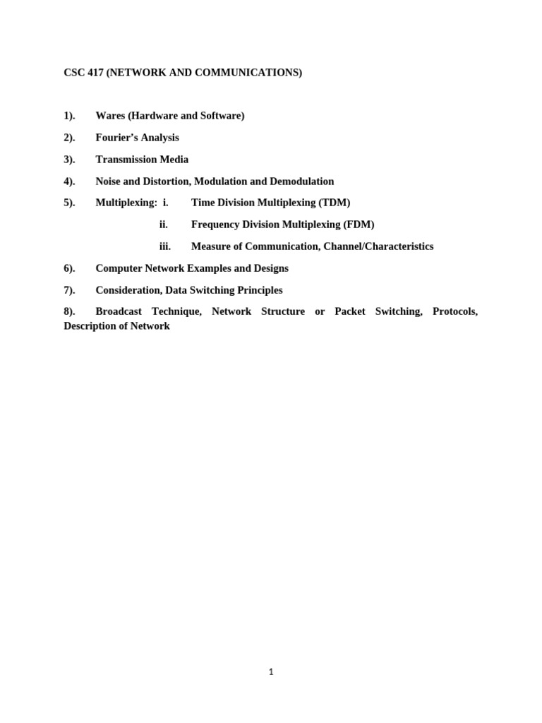 CSC 417 NOTE | PDF | Computer Network | Transmission Medium