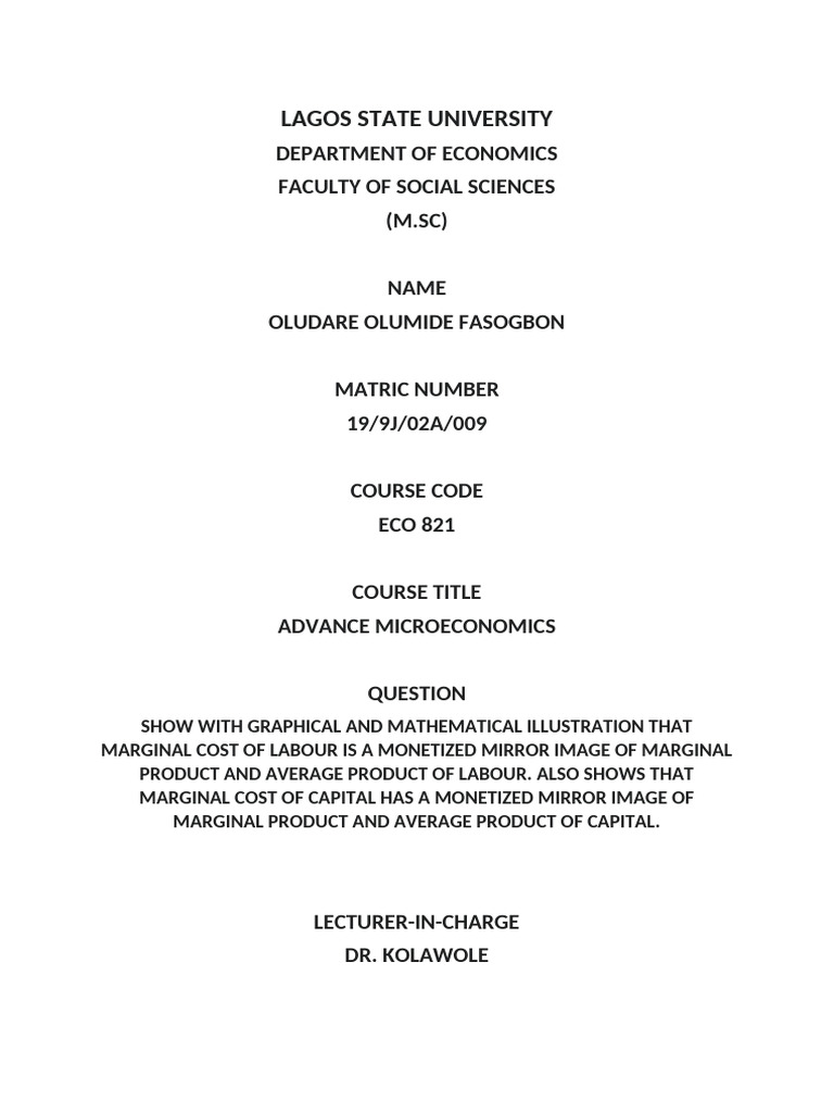Marginal Cost And Product Analysis Pdf Labour Economics Marginal Cost