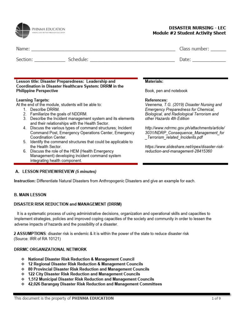 Disaster Nursing Module 2 | PDF | Emergency Management | Disaster Risk ...