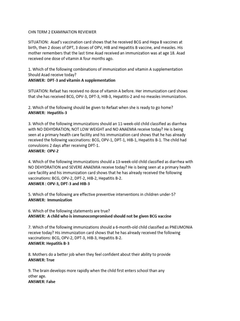 CHN-MIDTERM-REVIEW | PDF | Vaccination | Measles