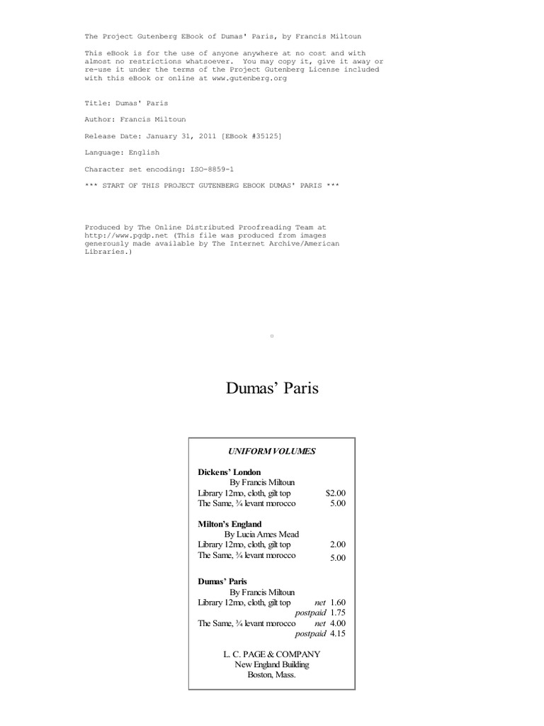 Dumas Paris by Francis Miltoun - PDF Room | PDF | Project Gutenberg