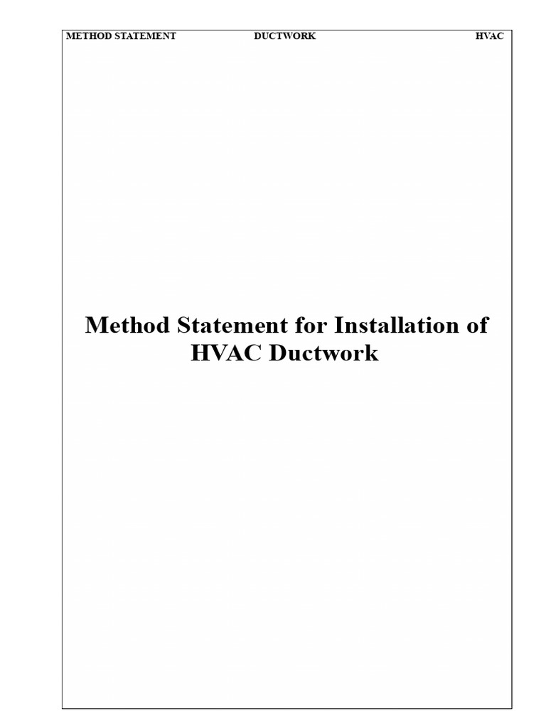 Method-Statement - HVAC Ductwork | PDF | Duct (Flow) | Building Technology