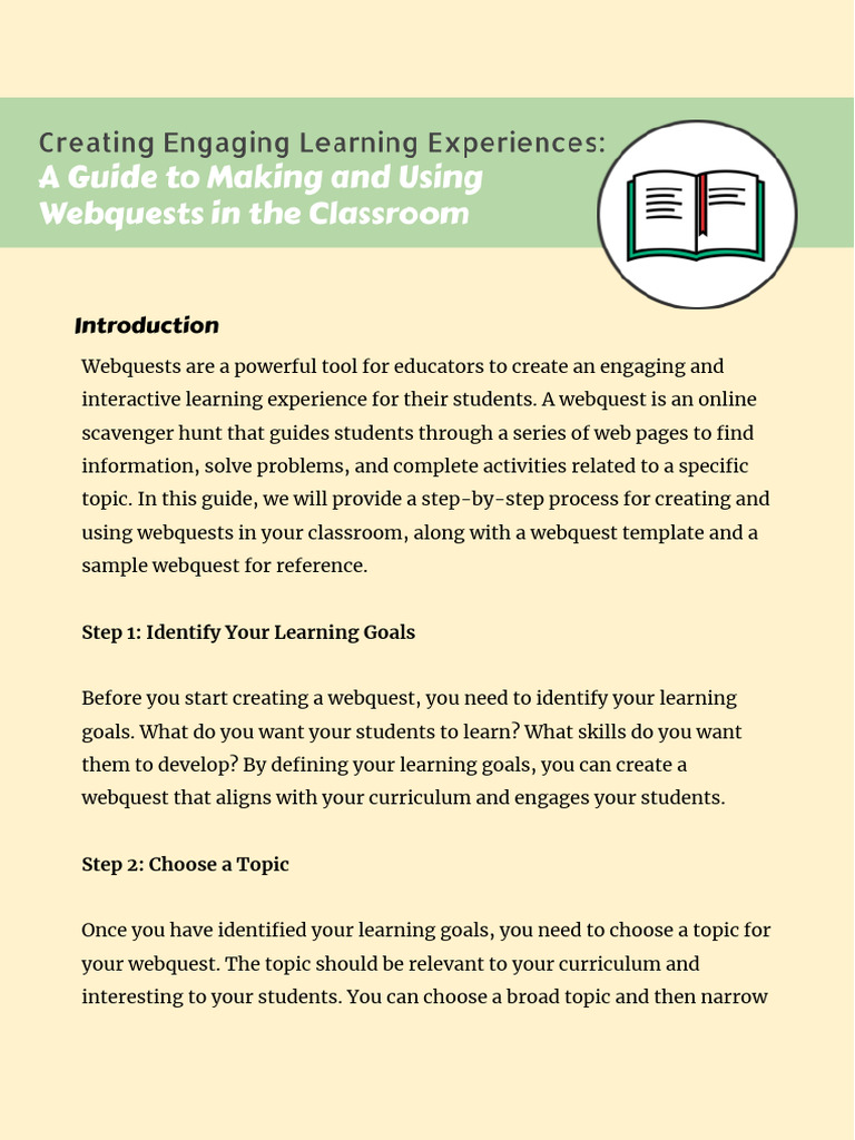 Creating Engaging Webquests for Classrooms | PDF | Cognitive Science ...