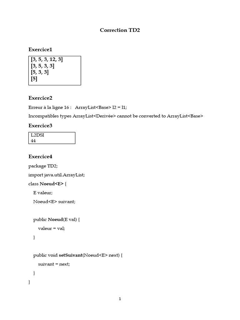 Correction-TD1 - Généricité - Collection (1) - Copie | PDF | Java ...