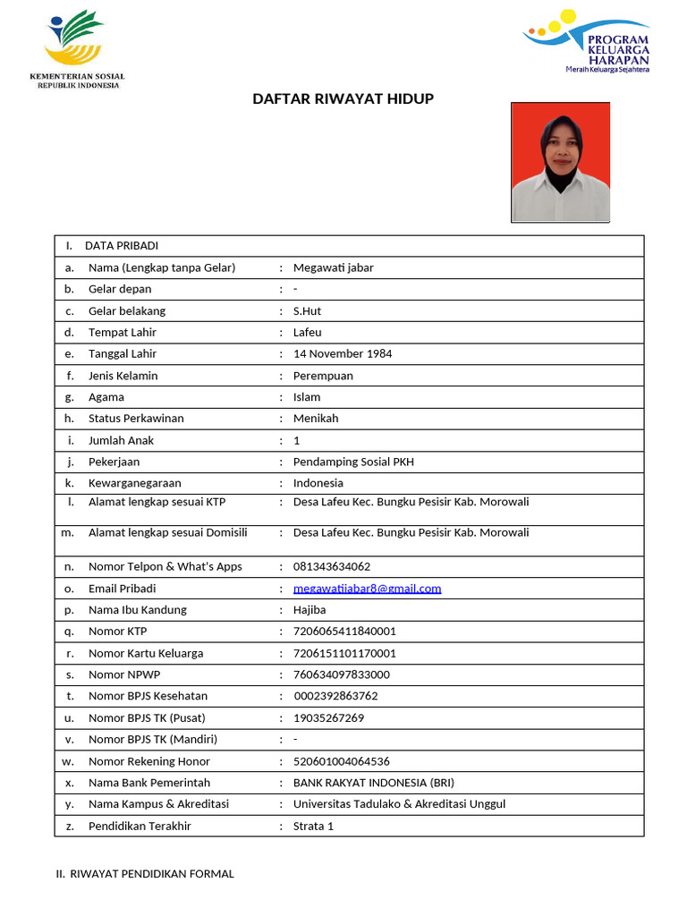 CV Mega - SDM PKH 2024 | PDF