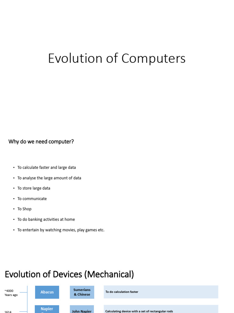 History and Evolution of Computers | PDF | Computing | Computer ...