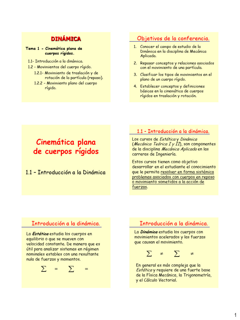 Tema 1 - Cinemática Plana de Cuerpos Rígidos. | PDF | Rotación | Cinemática