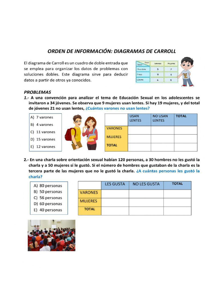 Tarea Matematica Diagramas de Carrol | PDF