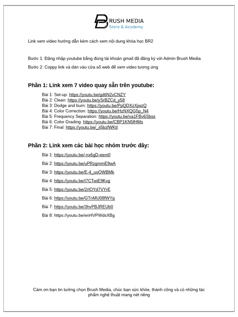 Link Xem Video Hướng Dẫn BR2 | PDF