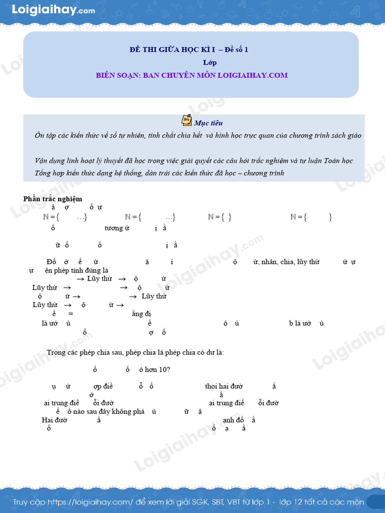 De Kiem Tra Giua Hoc Ki 1 Toan 6 de So 14 Ket Noi Tri Thuc 1697601256 | PDF