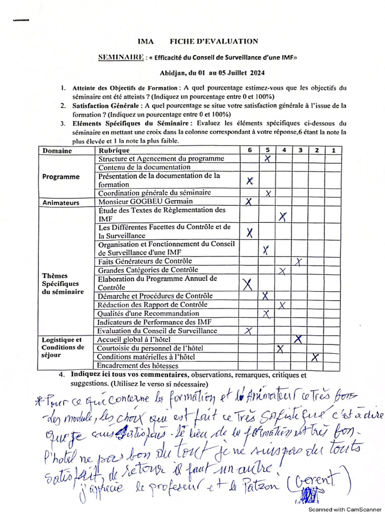 Fiche D'évaluation 1 | PDF