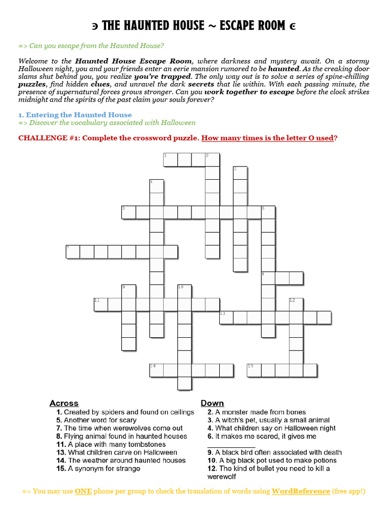 Halloween Escape Room Student Worksheet Tles | PDF | Halloween