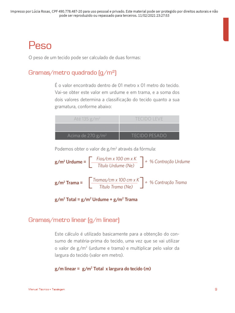 Manual Técnico Tecelagem Senai Pgs 11 A 20 | PDF | Têxteis | Tecelagem
