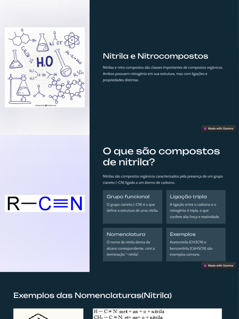 Nitrila e Nitrocompostos | PDF | Polaridade química | Solubilidade