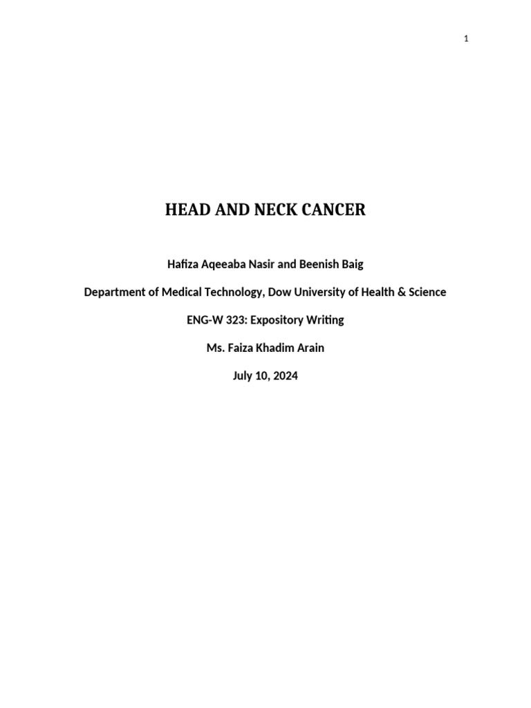 Head and Neck Cance1.Docx A.b-2 | PDF | Head And Neck Cancer | Cancer