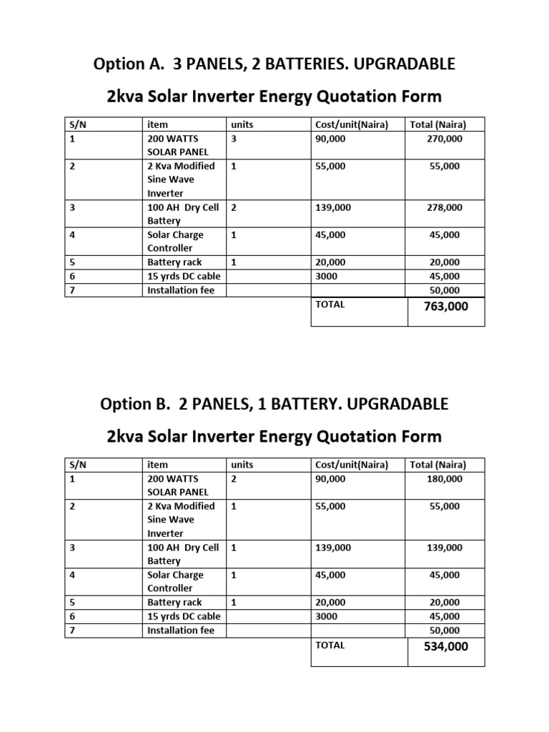 2kva Solar Inverter Energy Quotation Form | PDF | Power Inverter ...