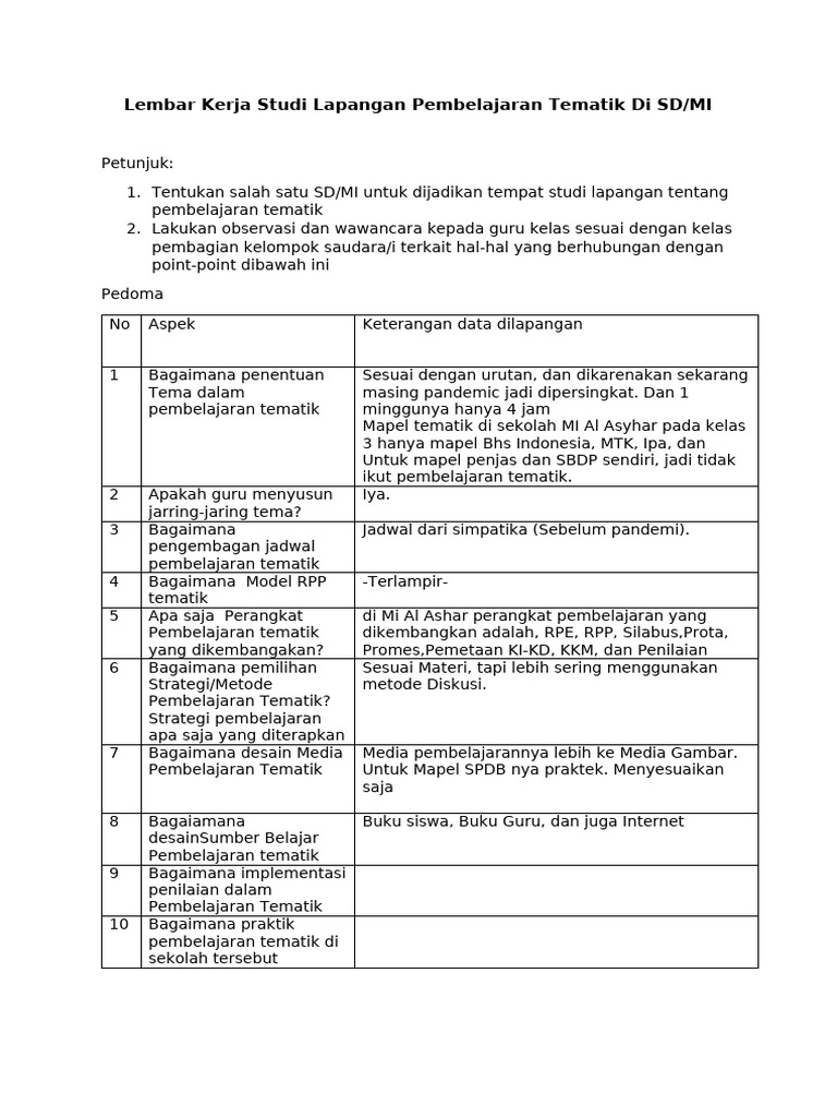 Kel 1 - Lembar Kerja Observasi | PDF | Sains & Matematika