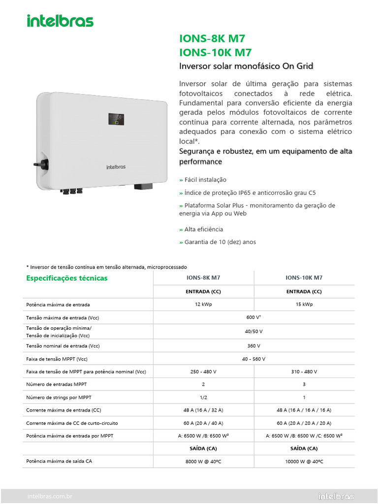 Datasheet - IONS-8K M7 - Datasheet | PDF | Corrente alternada | Quantidade