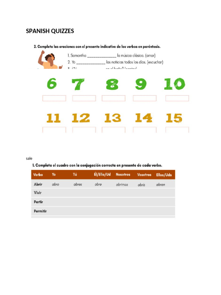 Spanish Quizzes 10 | PDF