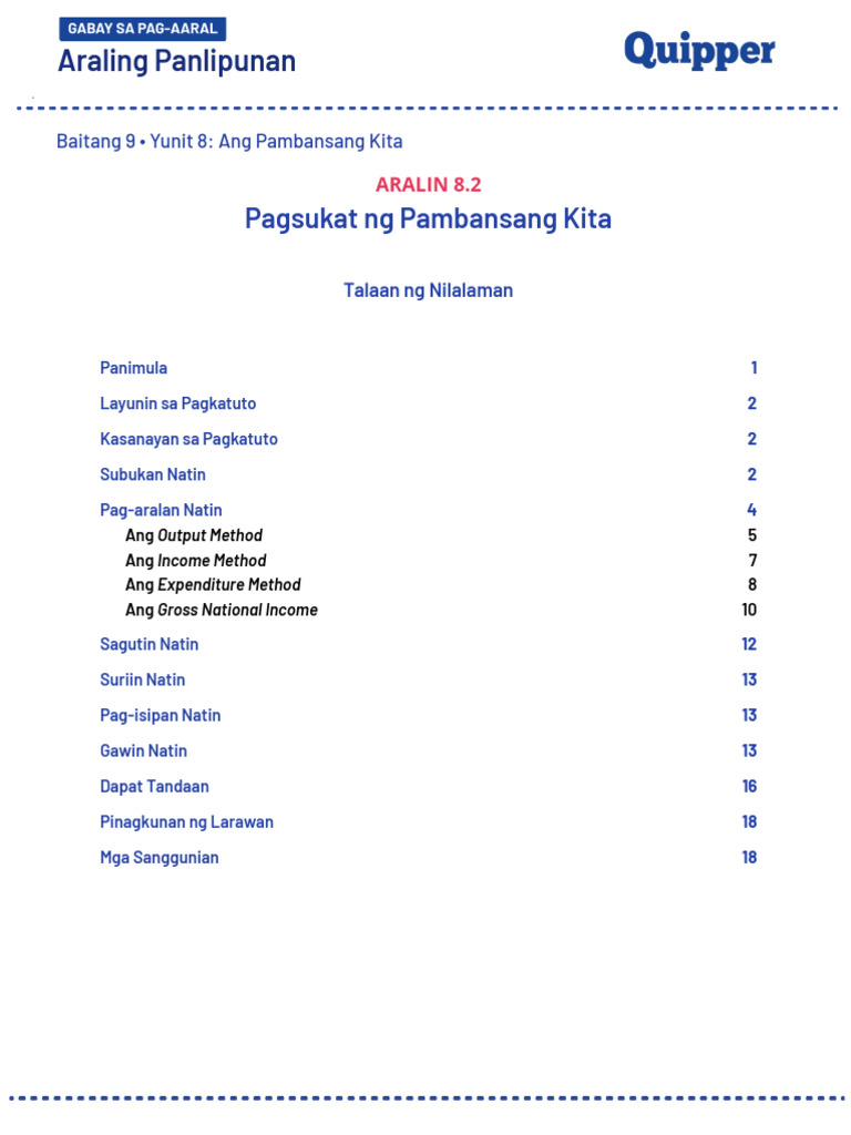12 - ME AP 9 Q3 0802 Pagsukat NG Pambansang Kita A SG | PDF