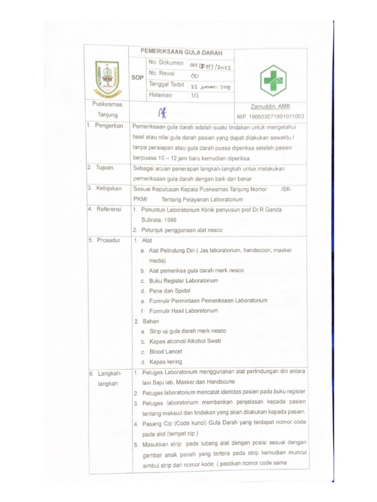 Pemeriksaan Gula Darah | PDF