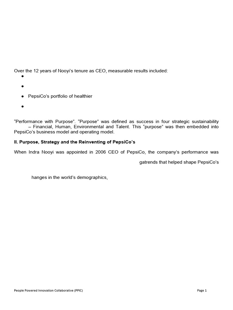 PepsiCo - Performance With Purpose | PDF | Pepsi Co | Sustainability