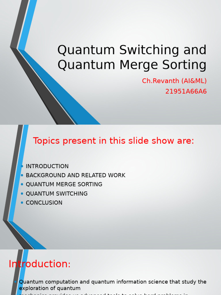 Quantum Switching And Quantum Merge Sorting Pdf Quantum Computing Theoretical Computer Science
