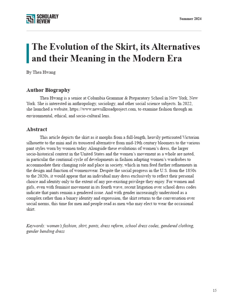 The Evolution of The Skirt Its Alternatives and Their Meaning in The ...