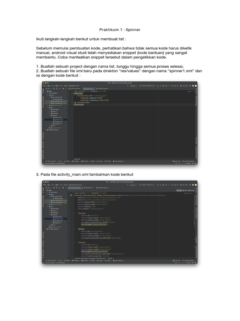 Praktikum 1 - Spinner | PDF | Seni | Teknologi & Rekayasa