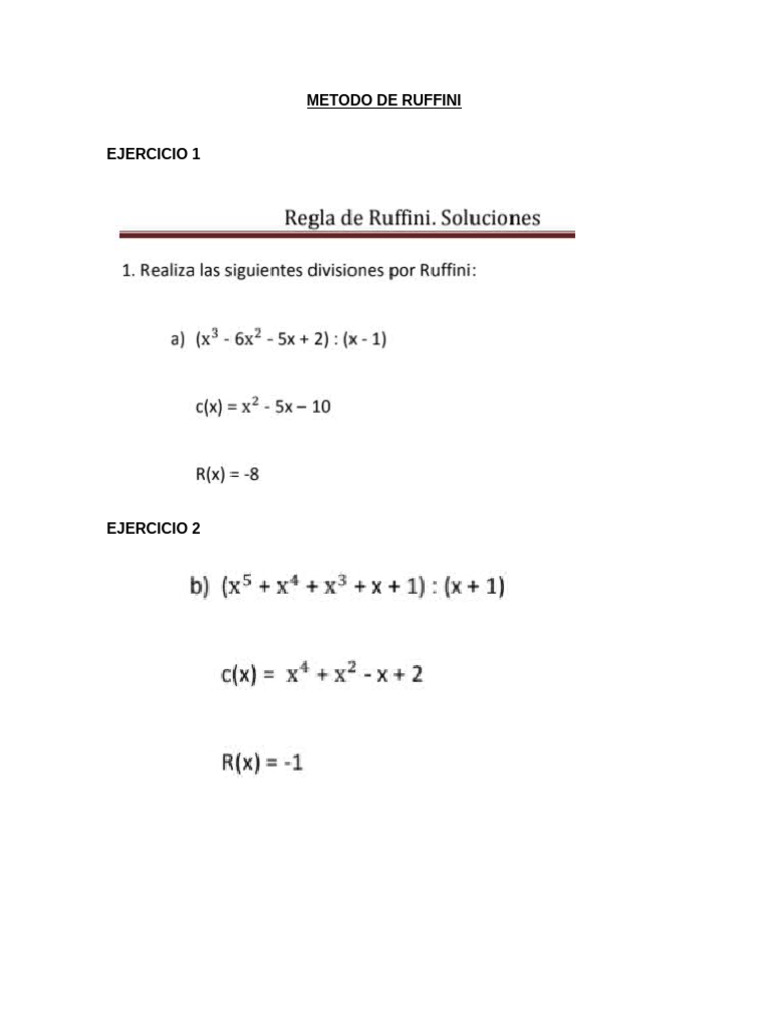 Metodo de Ruffini | PDF