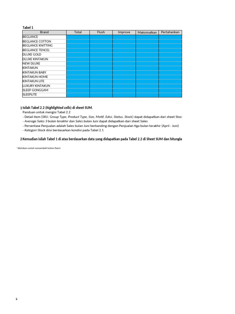 Tes Excel SAS | PDF | Inventory | Logistics