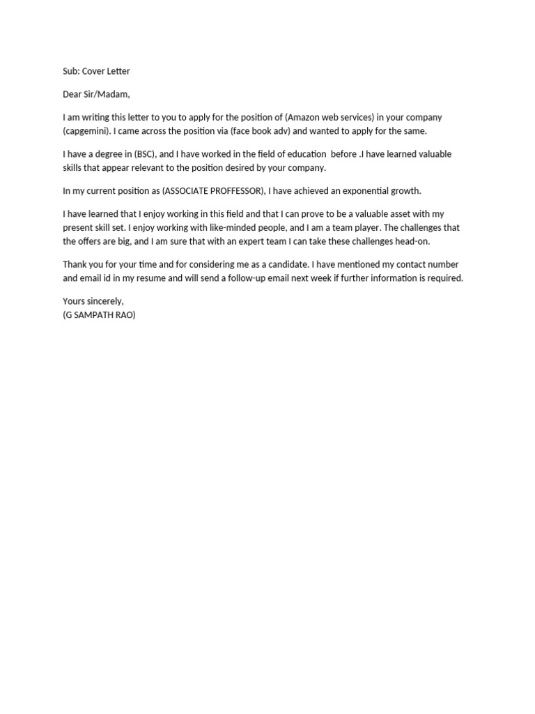 Cover Letter | PDF | Business | Self-Improvement