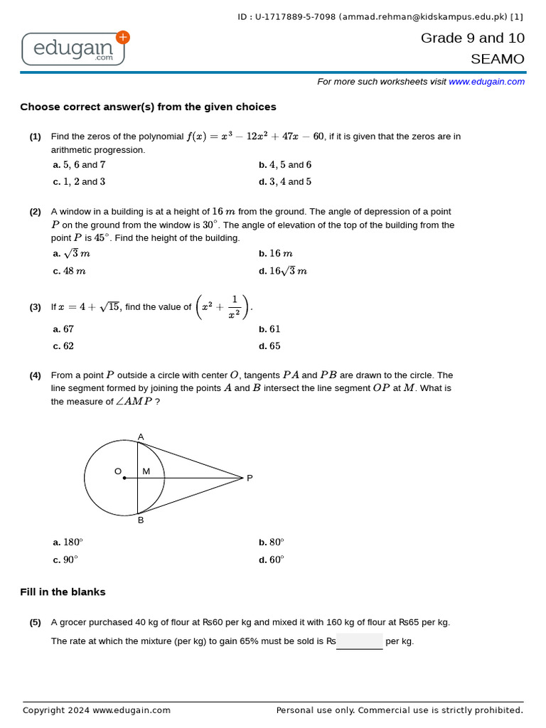 Grade10 1717889 5 7098.q | PDF | Mathematics | Geometry