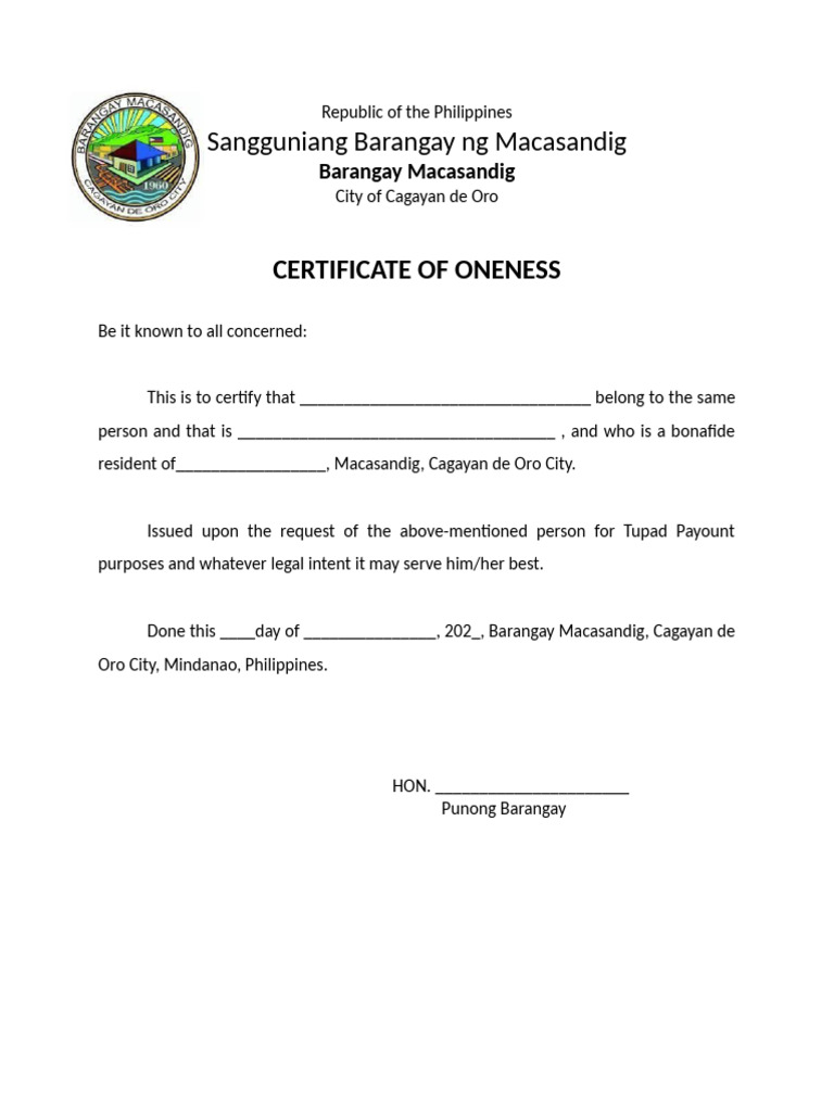 Certificate of ONeness | PDF