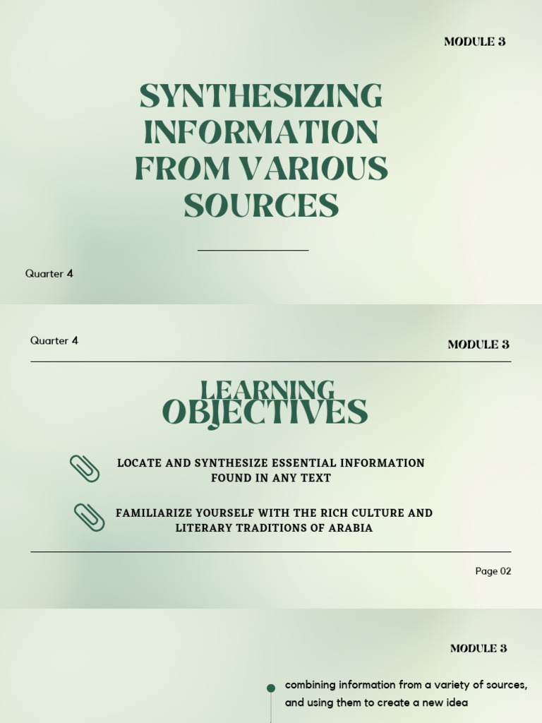 Synthesizing Information From Various Sources | PDF | Career & Growth ...