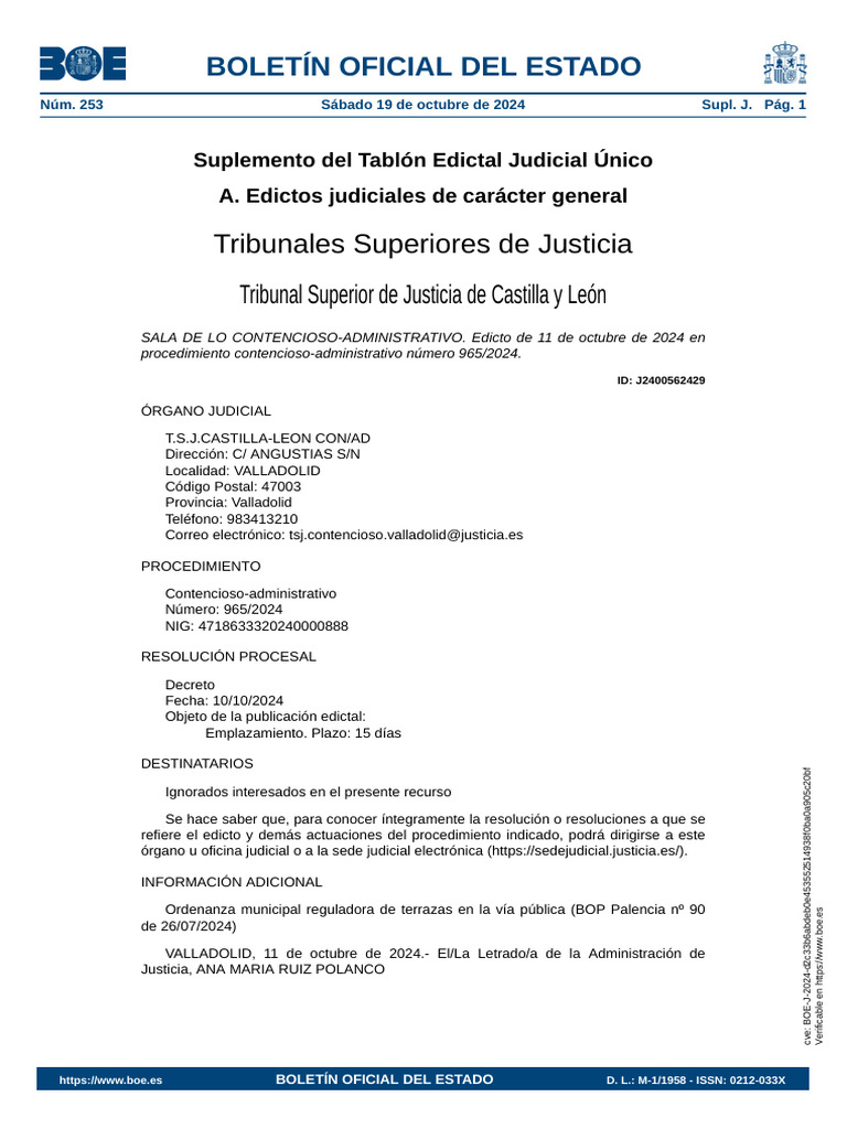 Web Bdatos Diarios Boe J Dias 2024 10 19 Pdfs BOE-J-2024-905c20bf | PDF | Separación de poderes ...