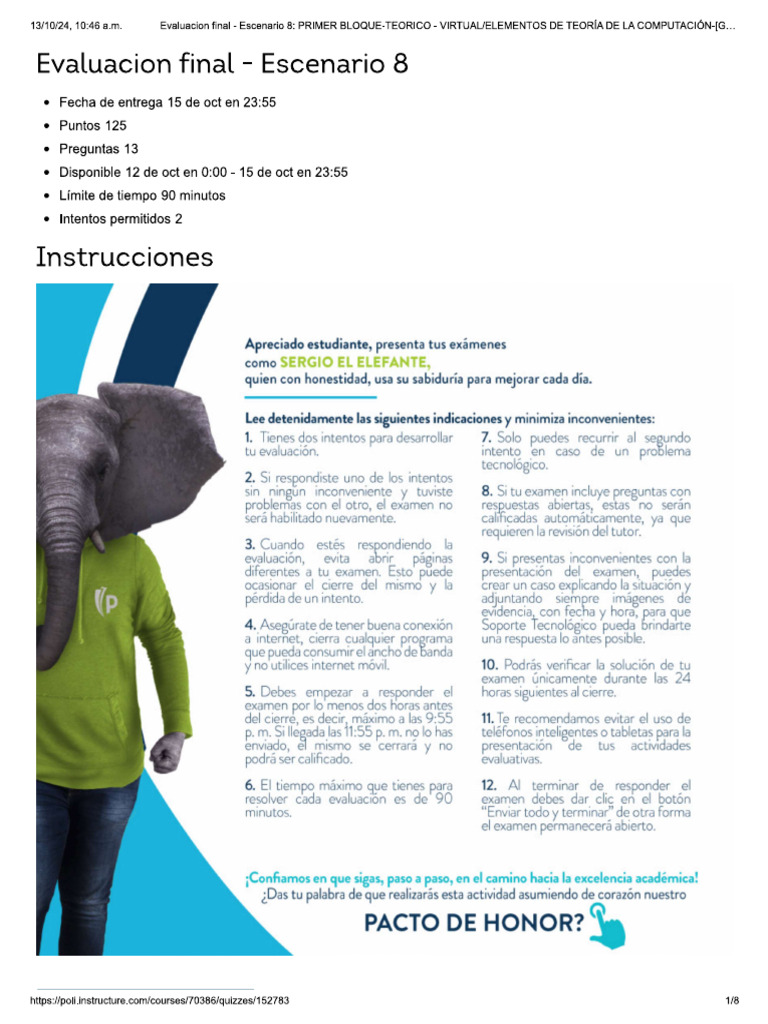 Evaluacion Final Elementos de Teoria Computacional | PDF