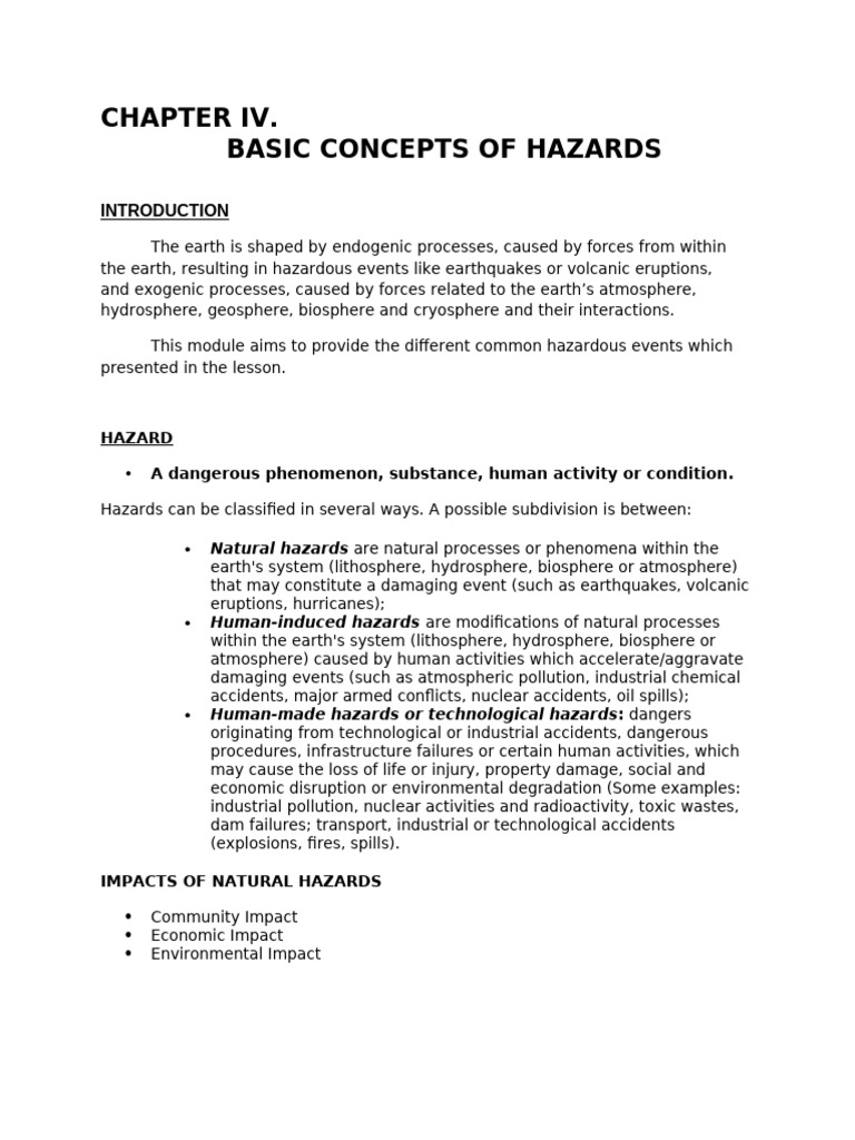 Chapter Iv. Basic Concepts of Hazards | PDF | Hazards | Flood