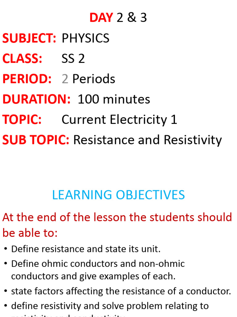 Current Electricity: Resistance & Conductivity | PDF | Science & Mathematics