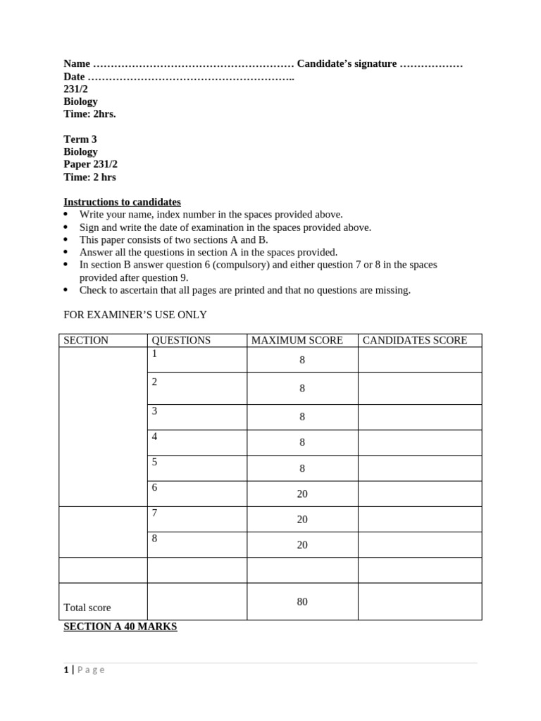 biology form 3 p2 | PDF | Area | Surface Area