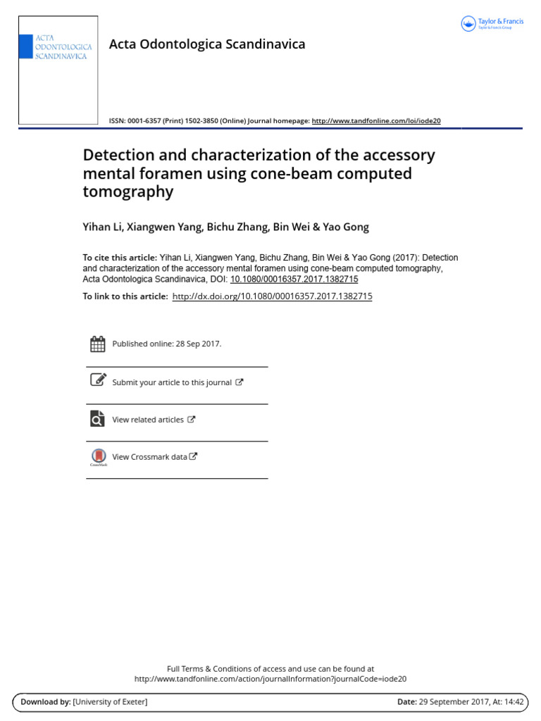Detection And Characterization Of The Accessory Mental Foramen Using Cone Beam Computed